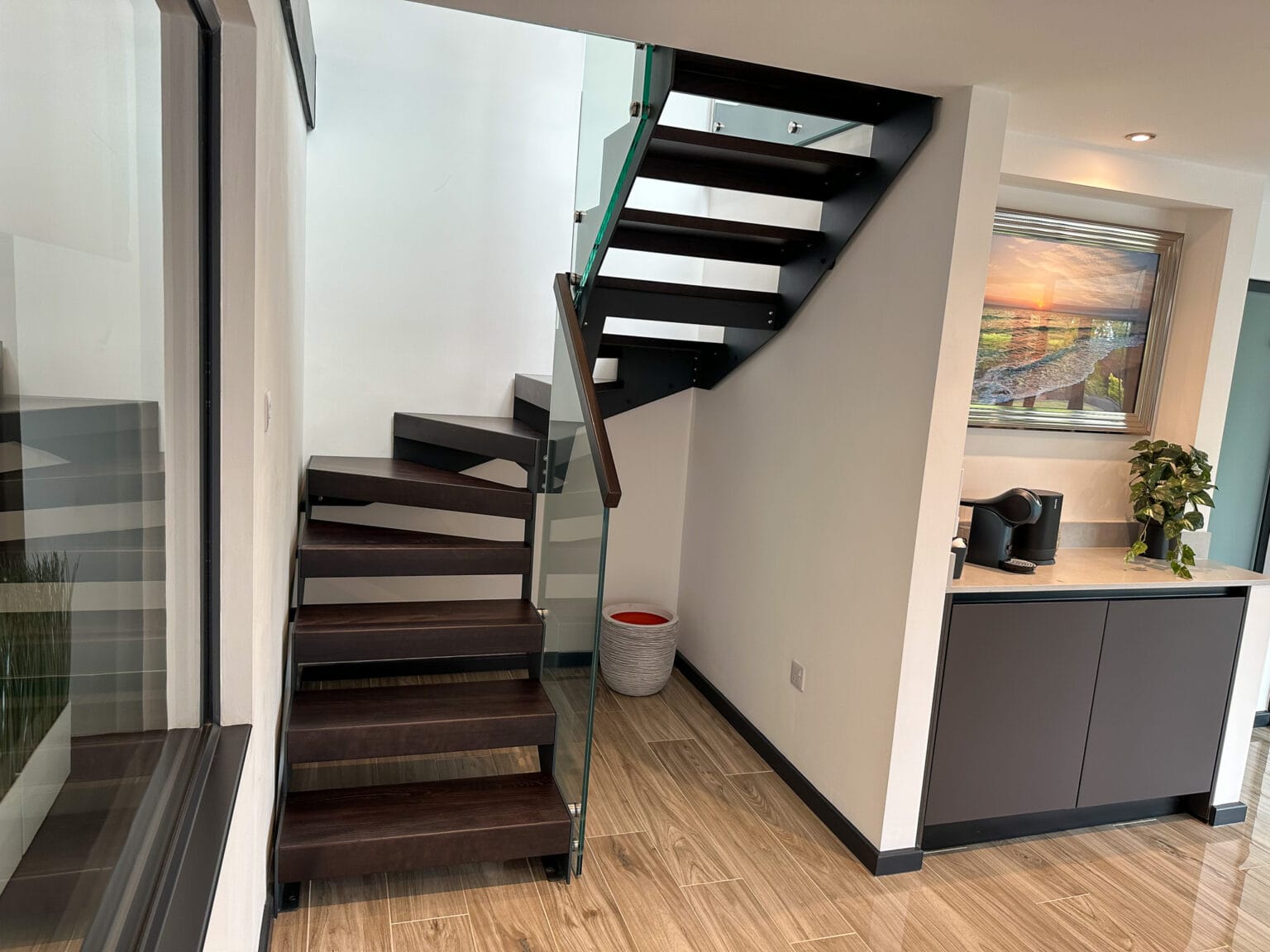 Internal Metal Staircase Anthracite and Walnut